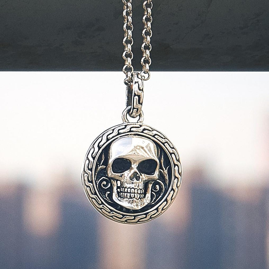 Skull Emblem Necklace – Silver Phantom Jewelry