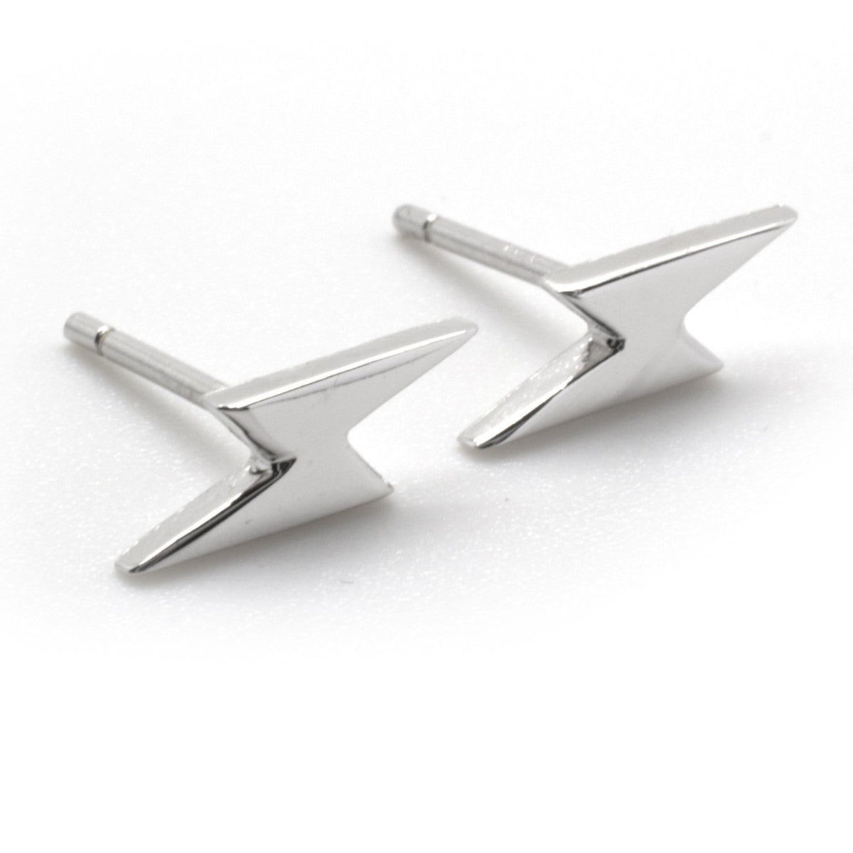 Sterling Silver Gold & Silver Lightning Bolt Stud Earrings – Silver ...